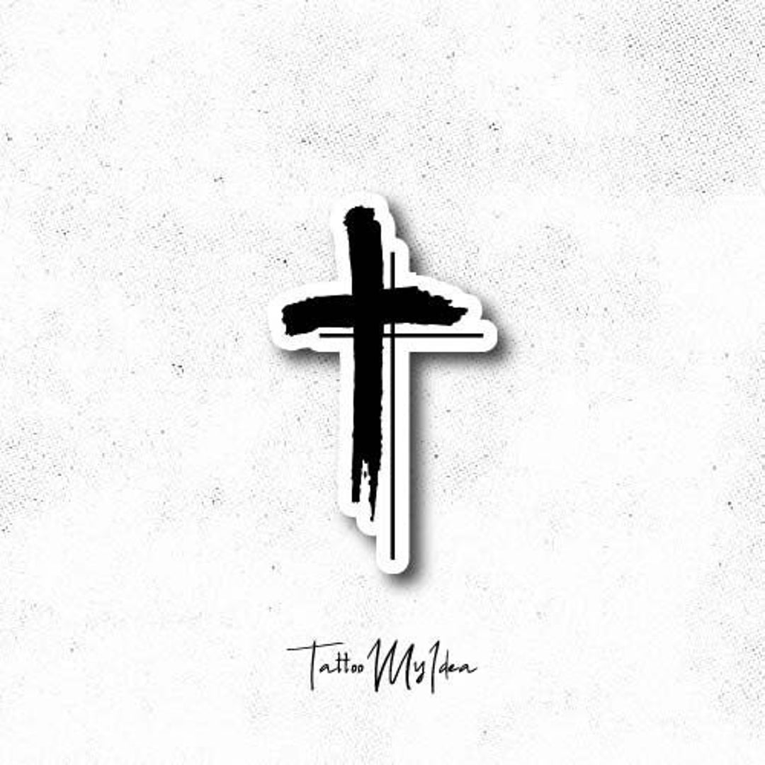 Multi-size Temporary Tattoo Set: Simple Sketchy Cross Line Art Design ...