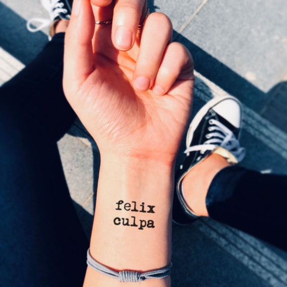 Felix Culpa Latin Temporary Tattoo Sticker set of 2 | Etsy