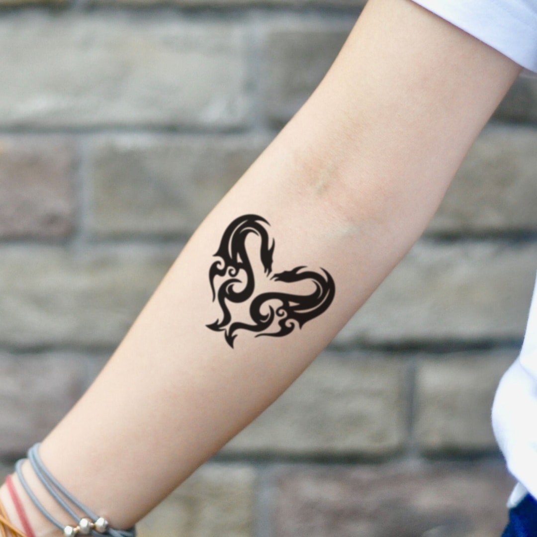 Dragon Tail Heart Temporary Tattoo Sticker (set of 2) - Etsy