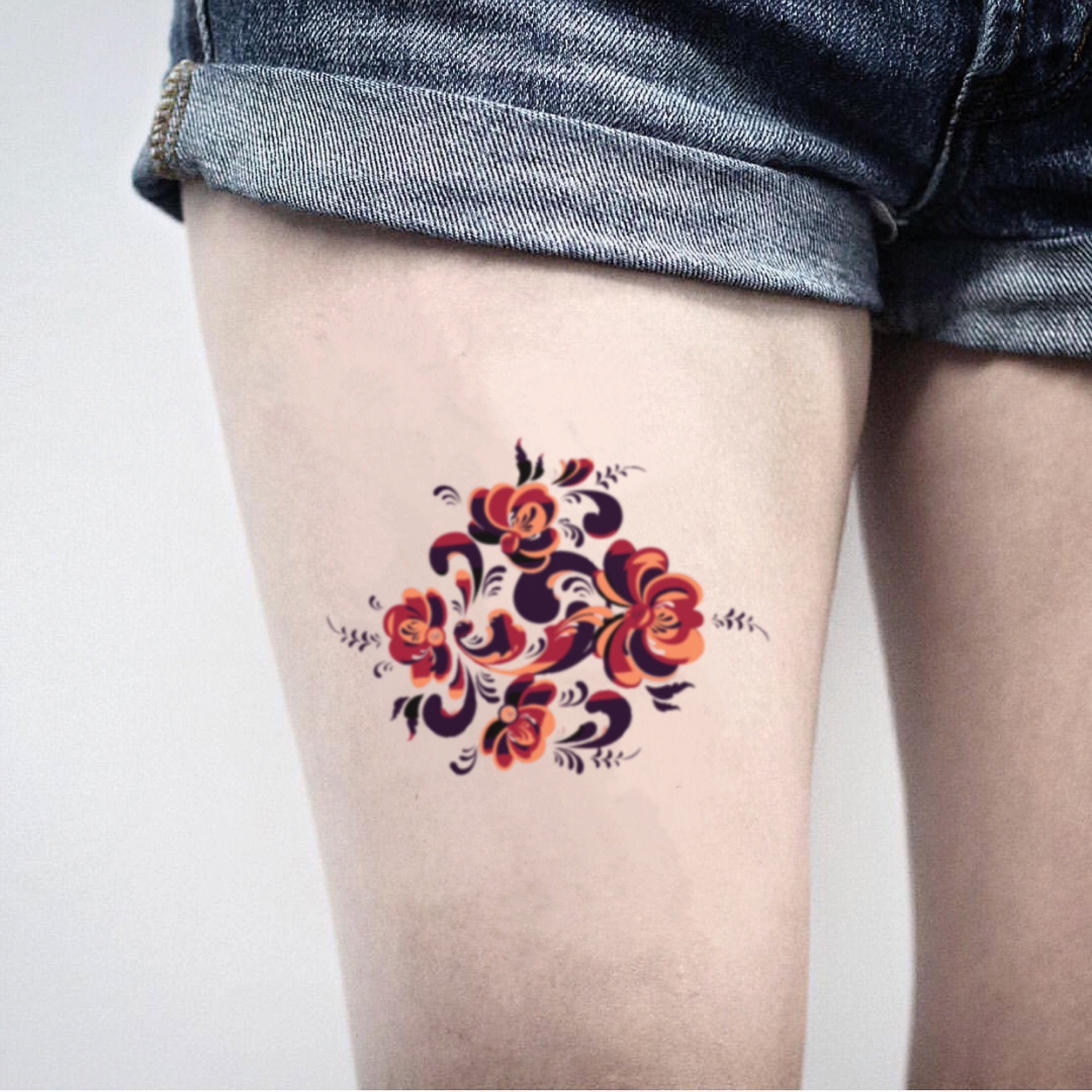 Rosemaling Temporary Tattoo Sticker (set of 2) - Etsy