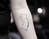New Jersey Map Temporary Fake Tattoo Sticker set of 2 - Etsy