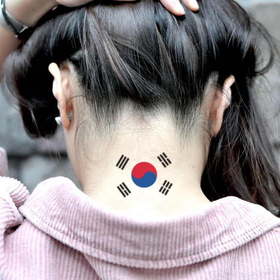 Korean Flag Temporary Tattoo Sticker set of 2 | Etsy