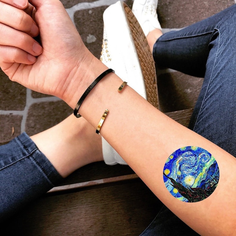 Starry Night Temporary Fake Tattoo Sticker set of 2 - Etsy