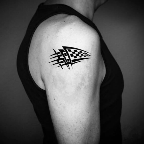 Checkered Flag Shoulder Tattoo