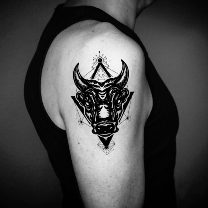 Bull Temporary Fake Tattoo Sticker (set of 2) - Etsy