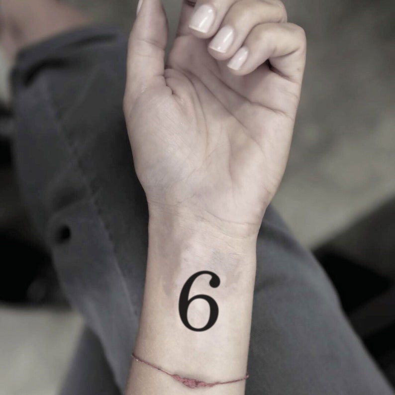 Number 6 Temporary Tattoo Sticker set of 4 - Etsy