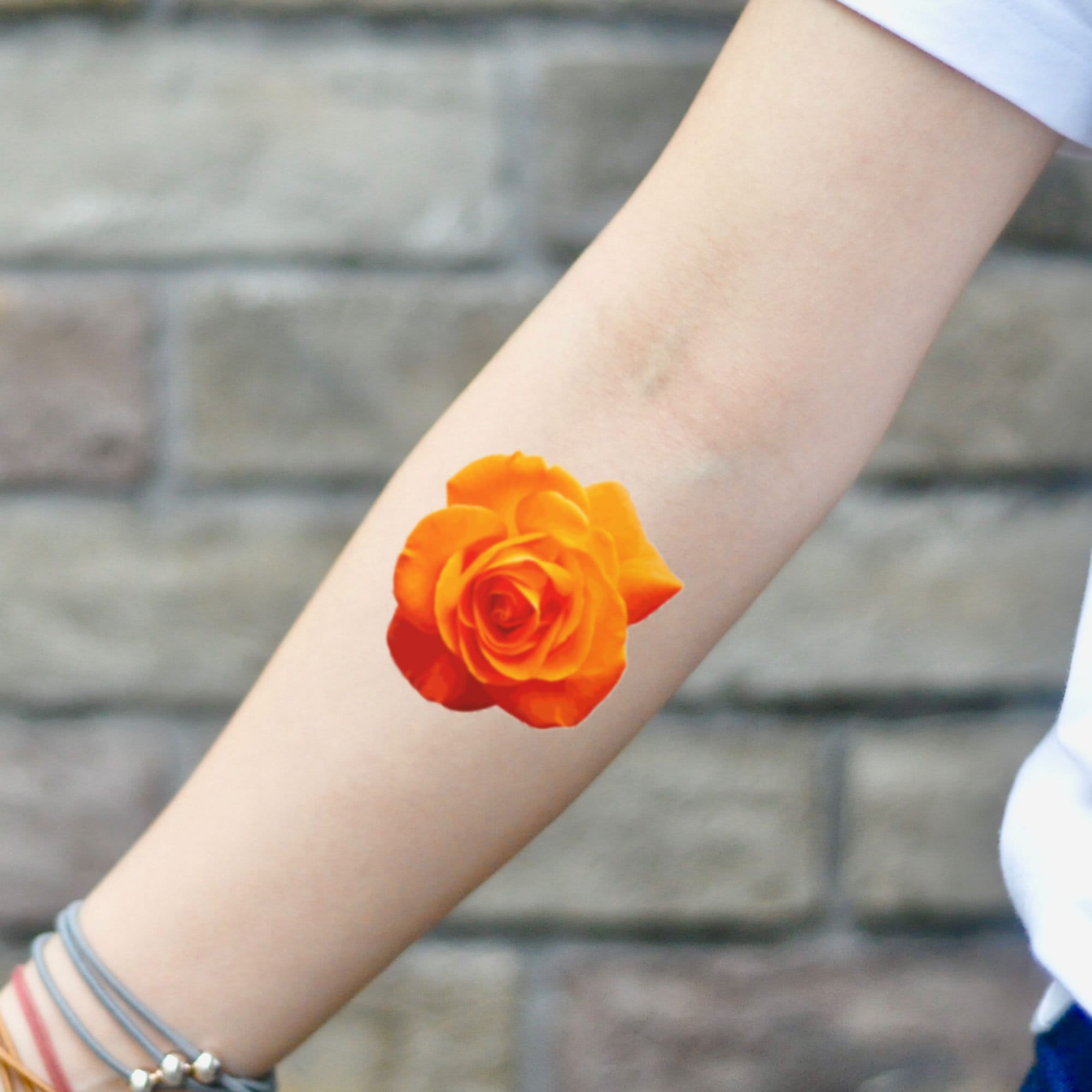 Orange Rose Temporary Tattoo Sticker set of 2 | Etsy