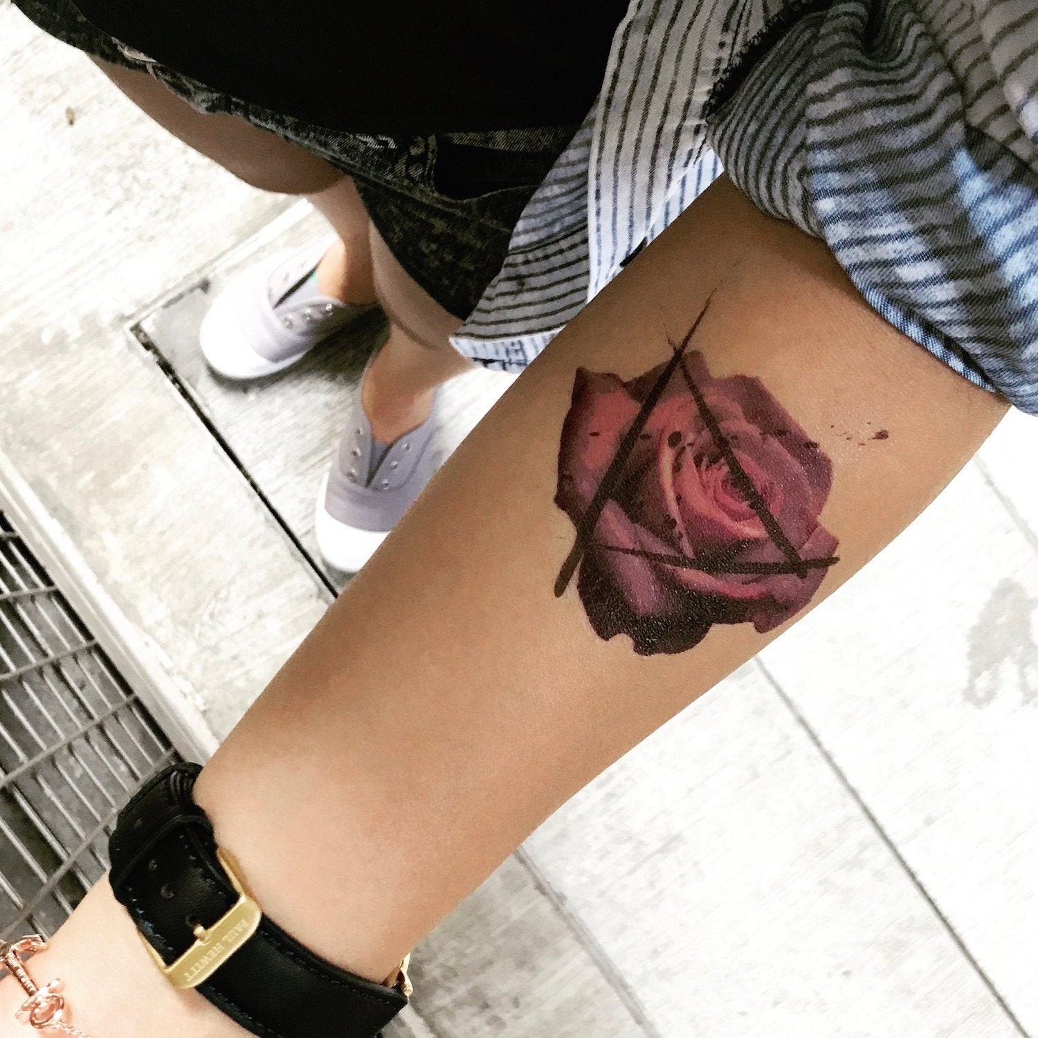 Purple Rose Temporary Fake Tattoo Sticker (set of 2) - Etsy