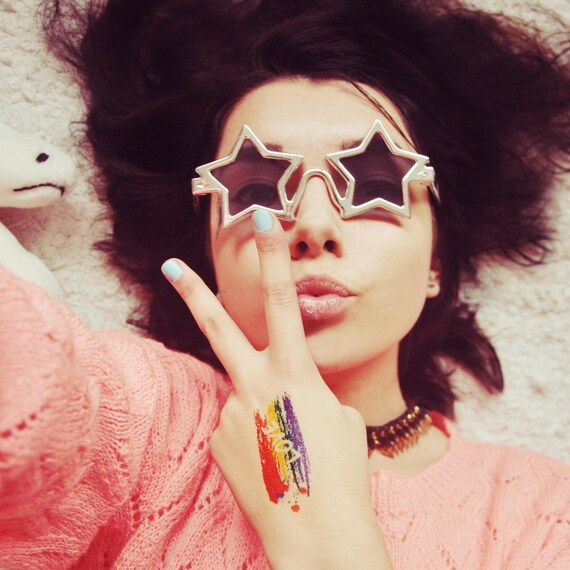 Rainbow Love Temporary Fake Tattoo Sticker set of 2 | Etsy