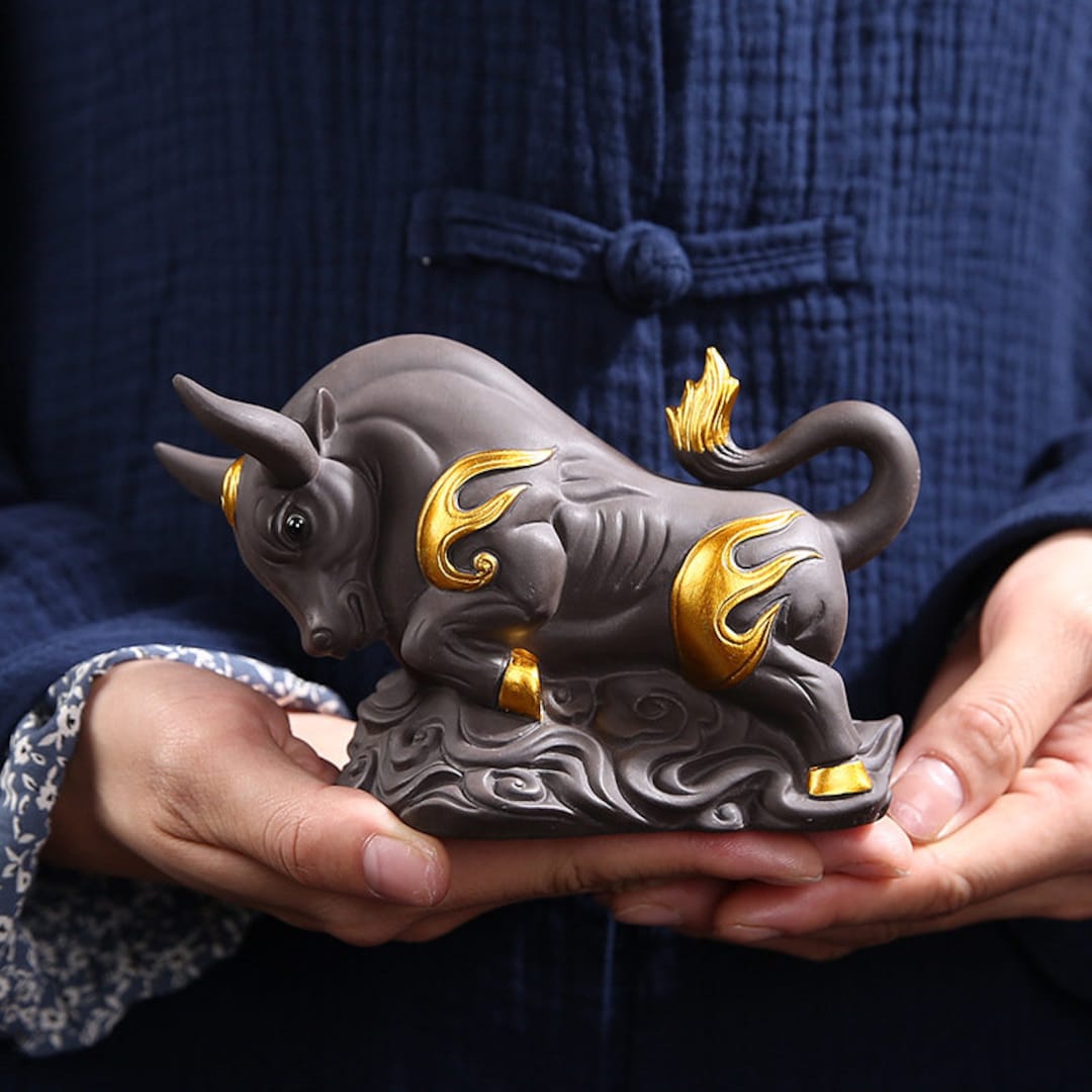 Gold Drawing Ceramic Cattle Tea Pet - Etsy