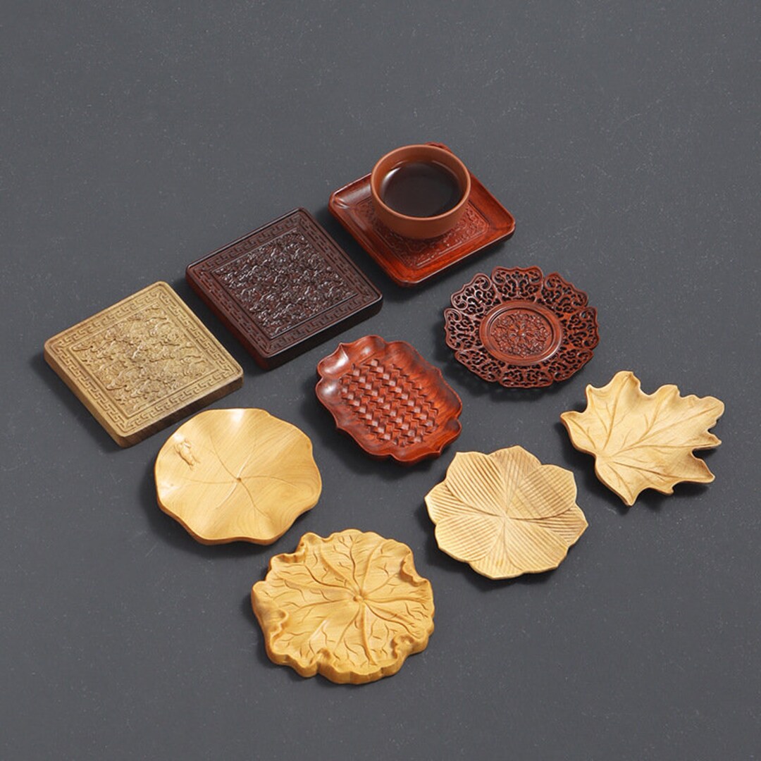 Chinese Wooden Tea Coasterscoffee Coasterstea Accessories - Etsy