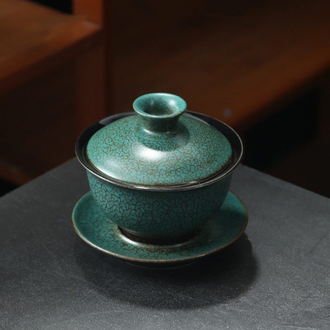 Green Ceramic Gaiwan Tea Potgaiwan Tea Cuptea Accessoreis - Etsy