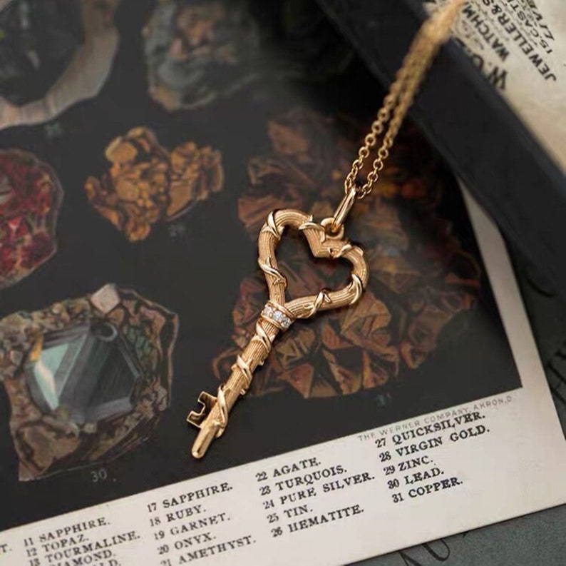Heart Key Pendant Necklace Love Key Pendant Necklace Vintage - Etsy
