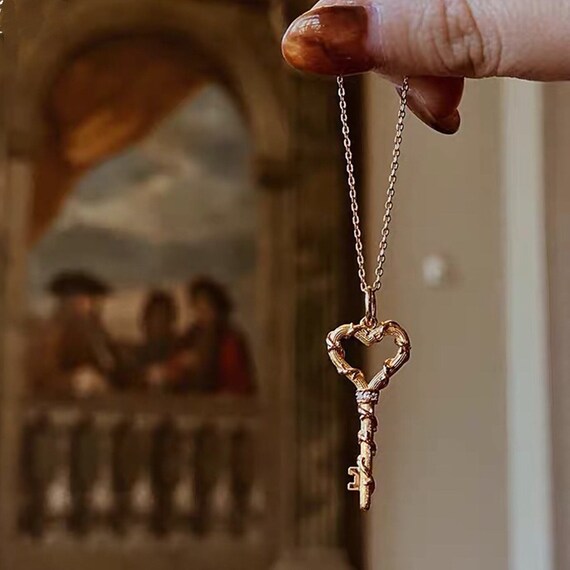Heart Key Pendant Necklace Love Key Pendant Necklace Vintage - Etsy