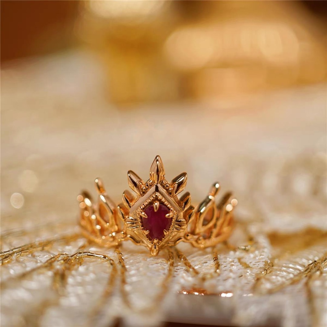 Natural Ruby Crown Ring, Gothic Crown Ring, Crown of Thorns Ring, Evil ...