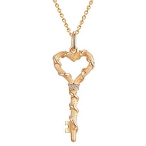Heart Key Pendant Necklace, Love Key Pendant Necklace, Vintage Key ...