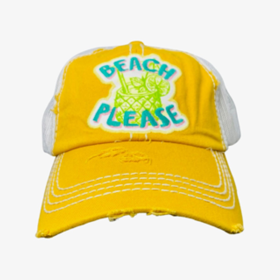 Beach Please Tattered Baseball Hat,cotton Adjustable Trucker Cap ...