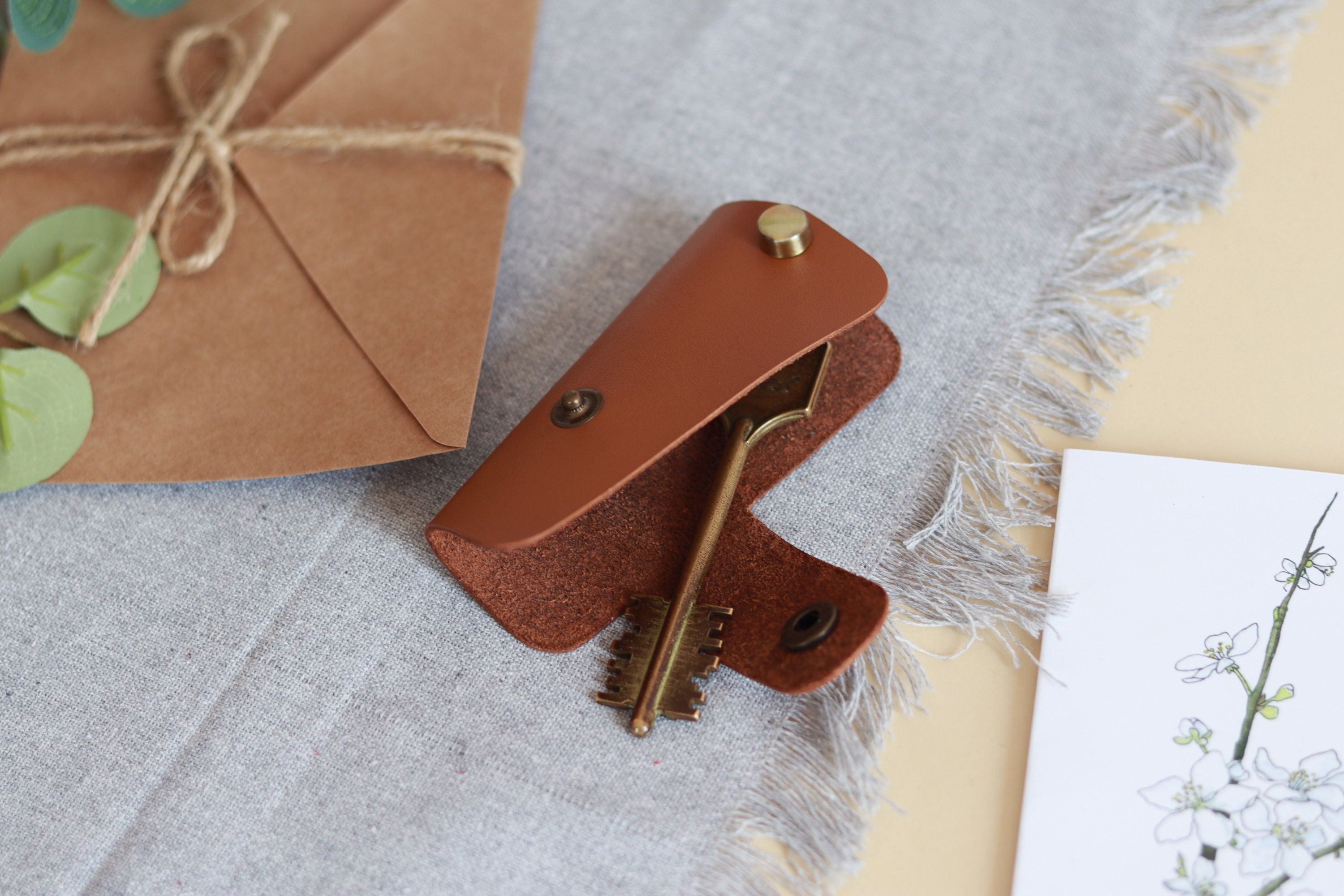 Vintage Style Key Holder, Black Leather Key Wallet, Handmade Key Holder ...