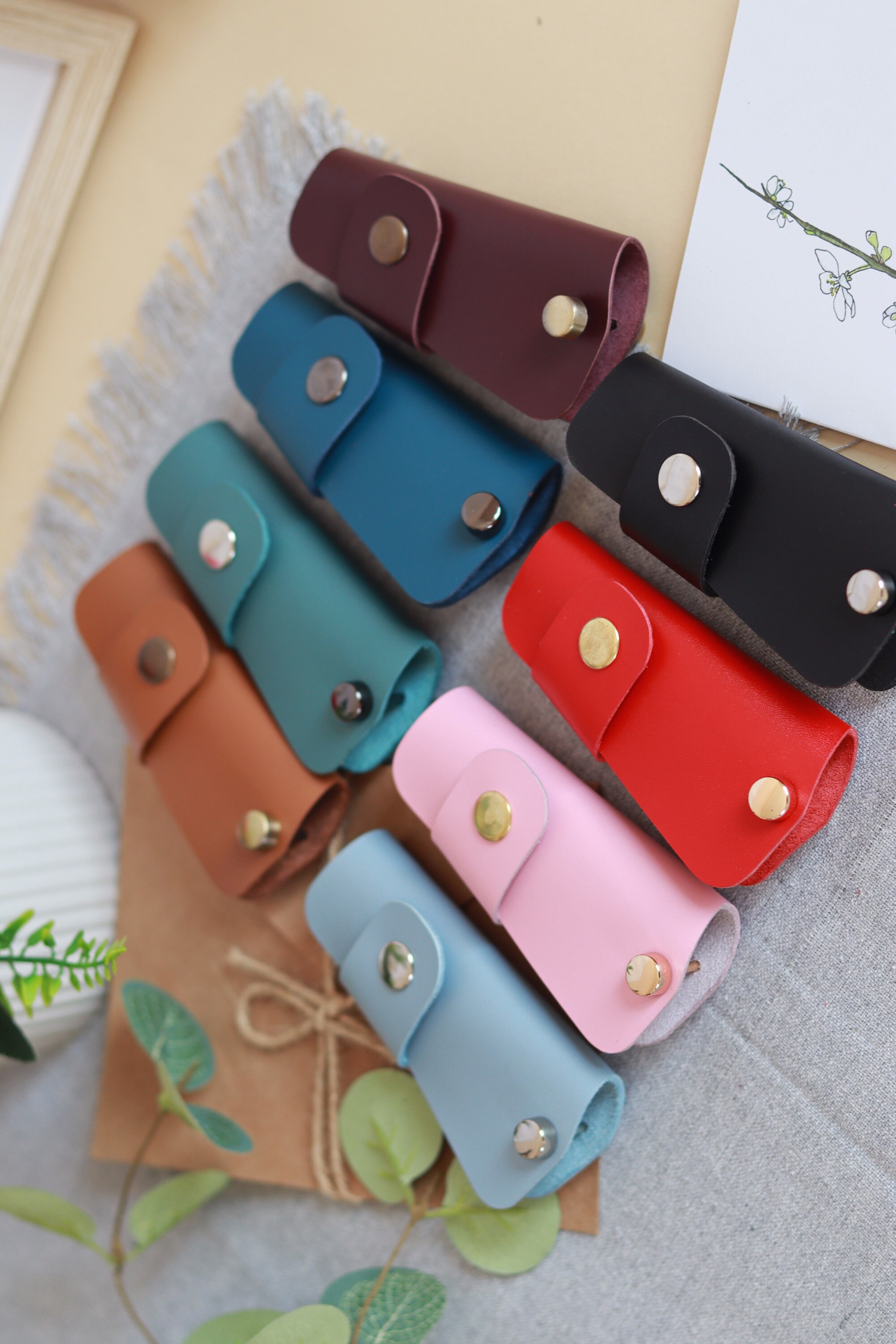 Vintage Style Key Holder, Black Leather Key Wallet, Handmade Key Holder ...