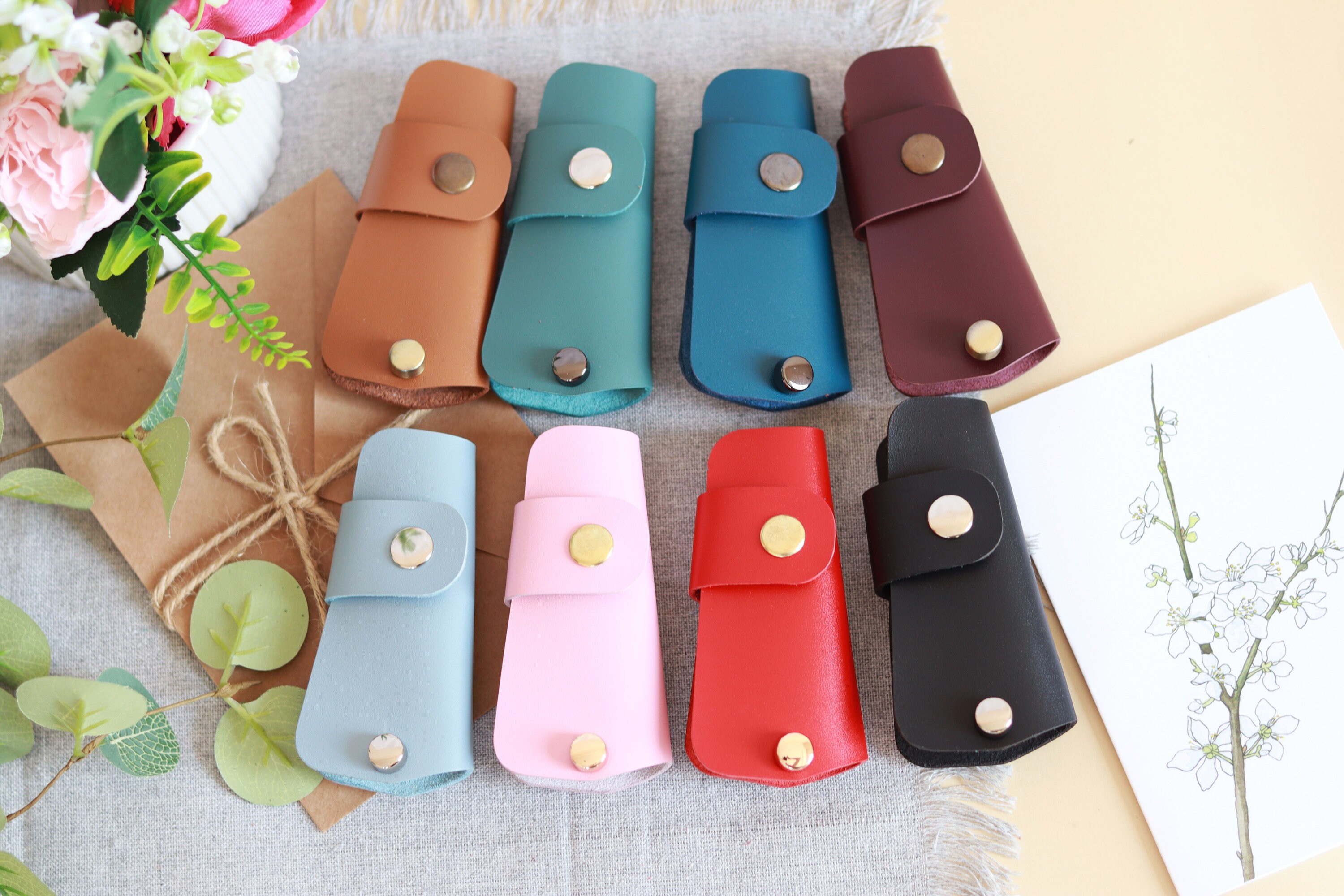 Vintage Style Key Holder, Black Leather Key Wallet, Handmade Key Holder ...