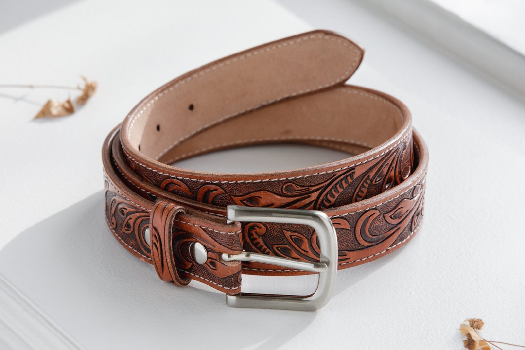 Western Genuine Leather Belt Full Grain Handmade Men's Heavy Duty With ...