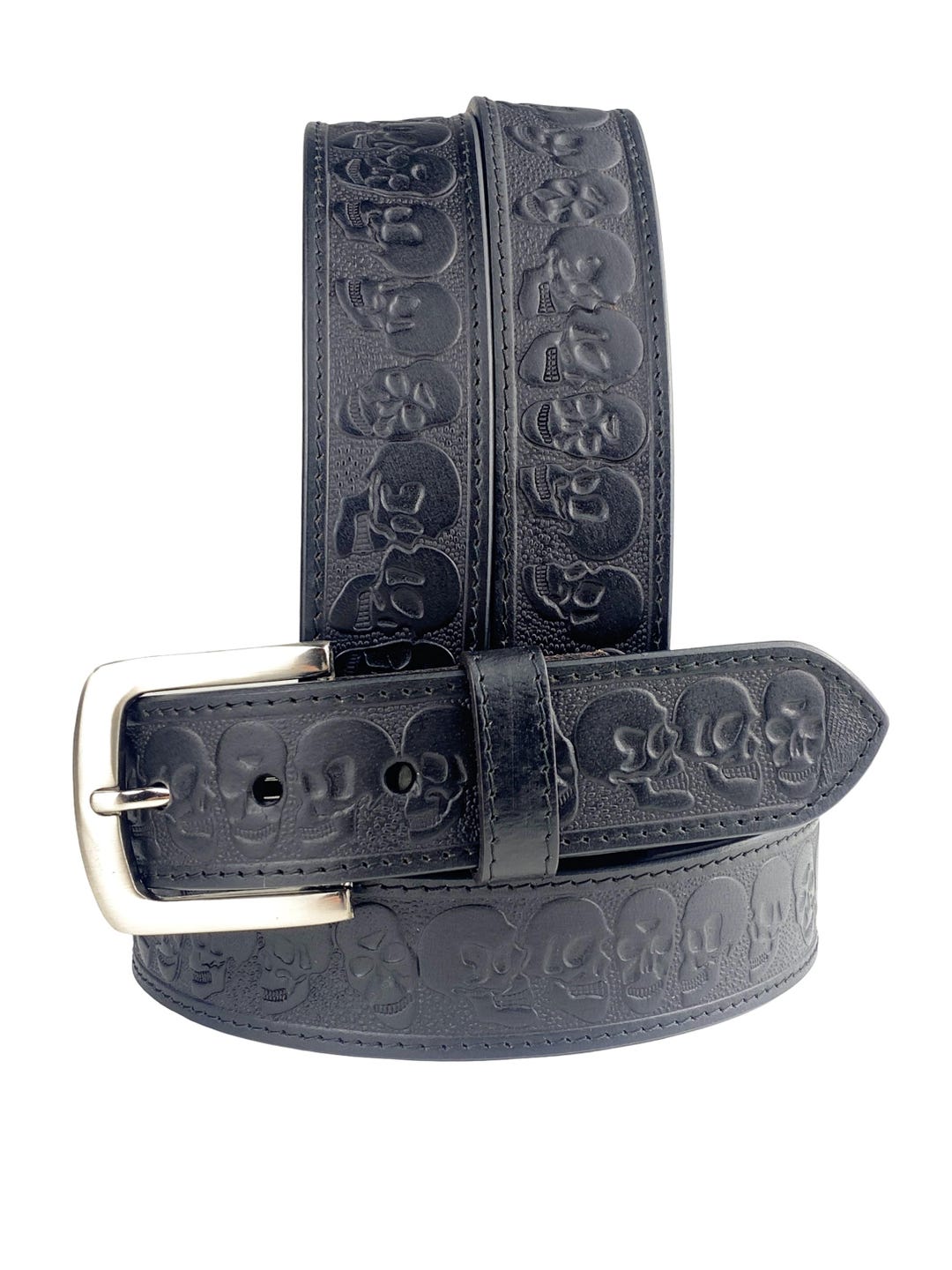 Leather Skull Belt, Biker Belt, Skull Tooled Leather Belt, Custom Skull ...