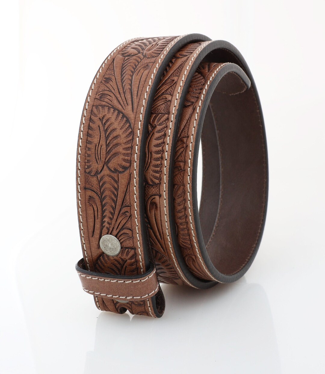 Genuine Leather Cowboy Belt Tooled Western Floral Engraved Leather Belt ...