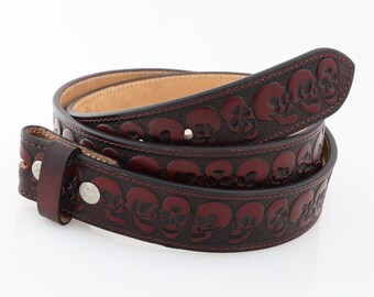 Custom Hand Tooled Skull Belt - Etsy
