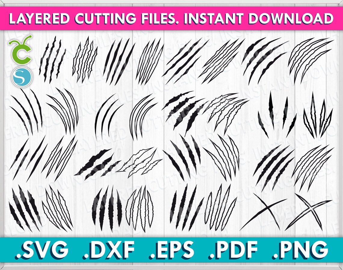 Claw Marks Svg Scratches Svg Cut Svg Files Incision Svg - Etsy