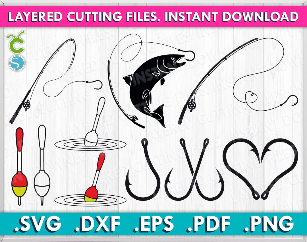 Fishing Svg, Fishing Hooks Svg, Fishing Hooks Heart Svg, Fishing Rod ...