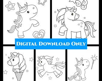 35-page Printable Unicorn Colouring Pages - Etsy