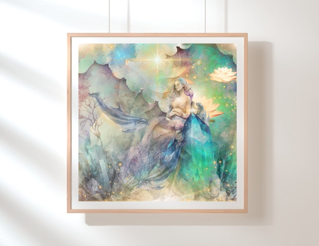 Dreaming Mermaid, Mermaid Wall Art, Mermaid Wall Decor, Divine Feminine ...