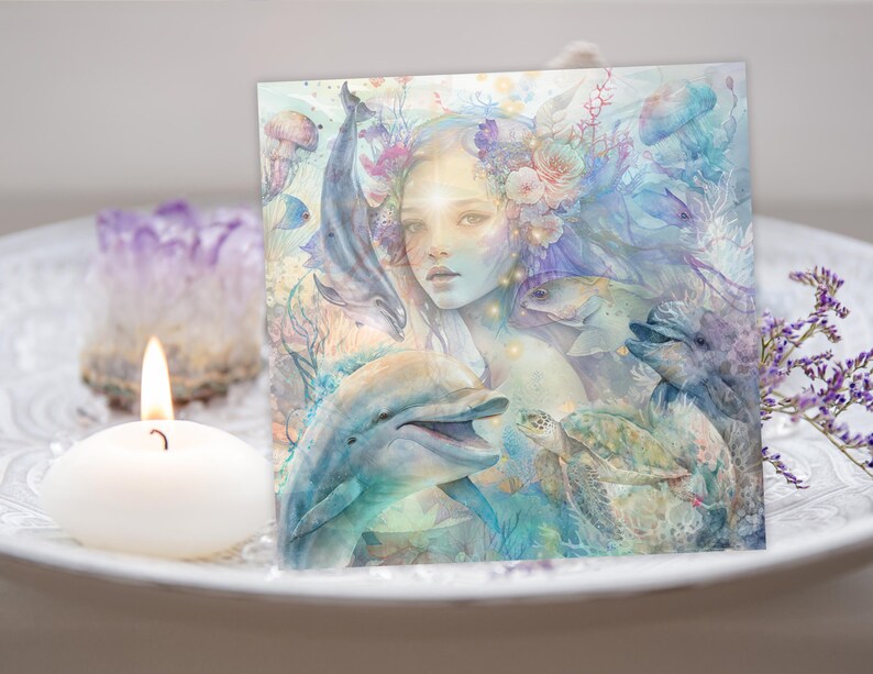 Magical Mermaid Art Print, Mermaid Wall Art, Spiritual Art, Underwater ...