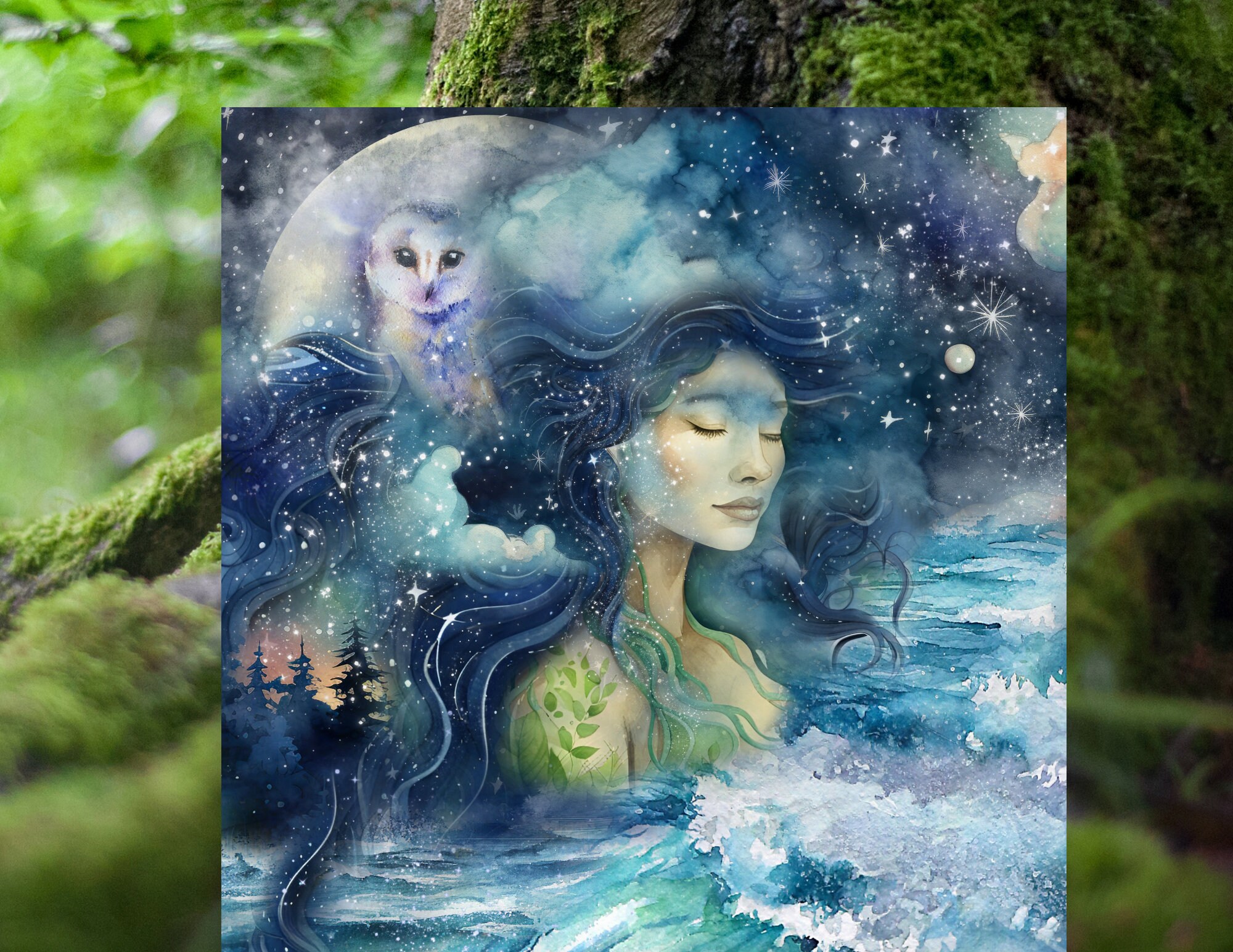 Moon Goddess Mini Art Print: Divine Feminine Altar Card & Goddess Card ...
