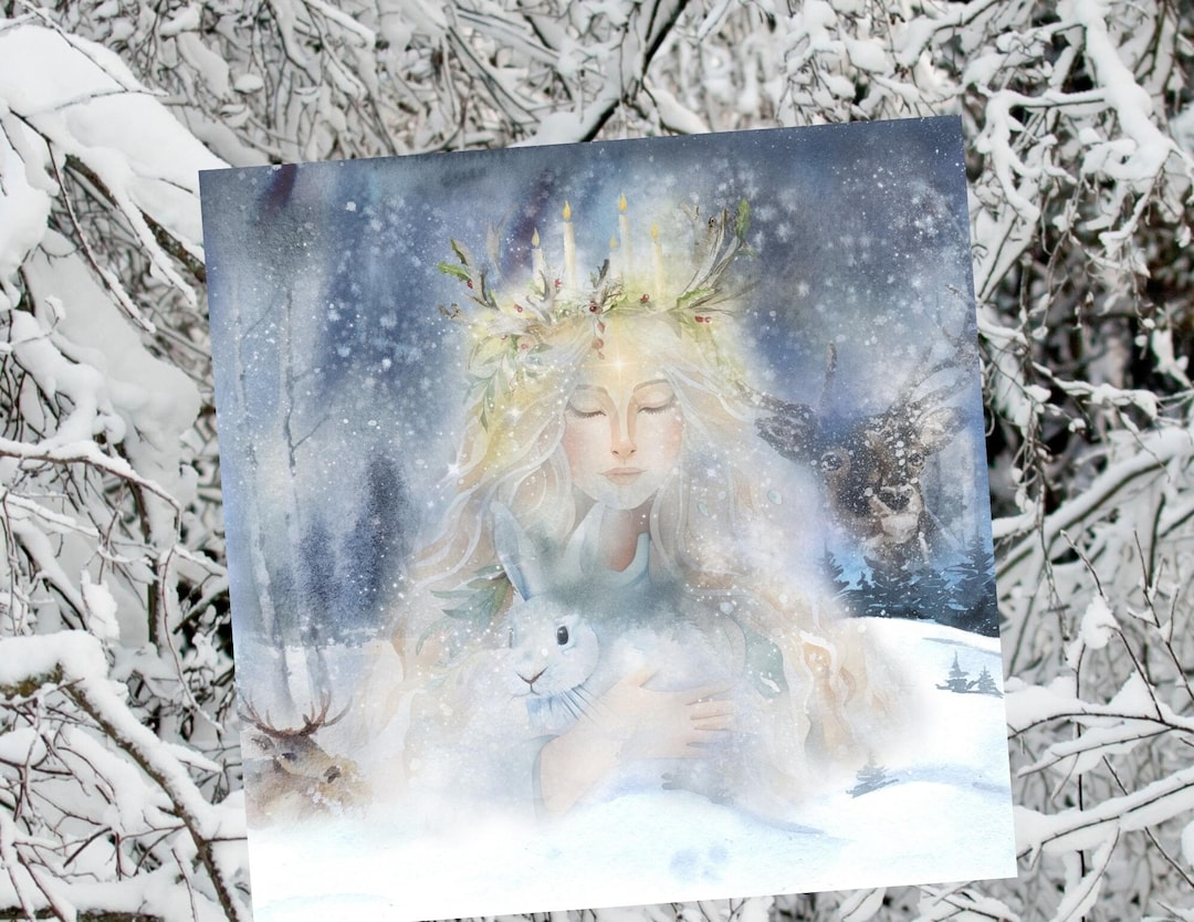 Card: Winter Yule Celebration, Magic Yule Art Print, Pagan Art ...