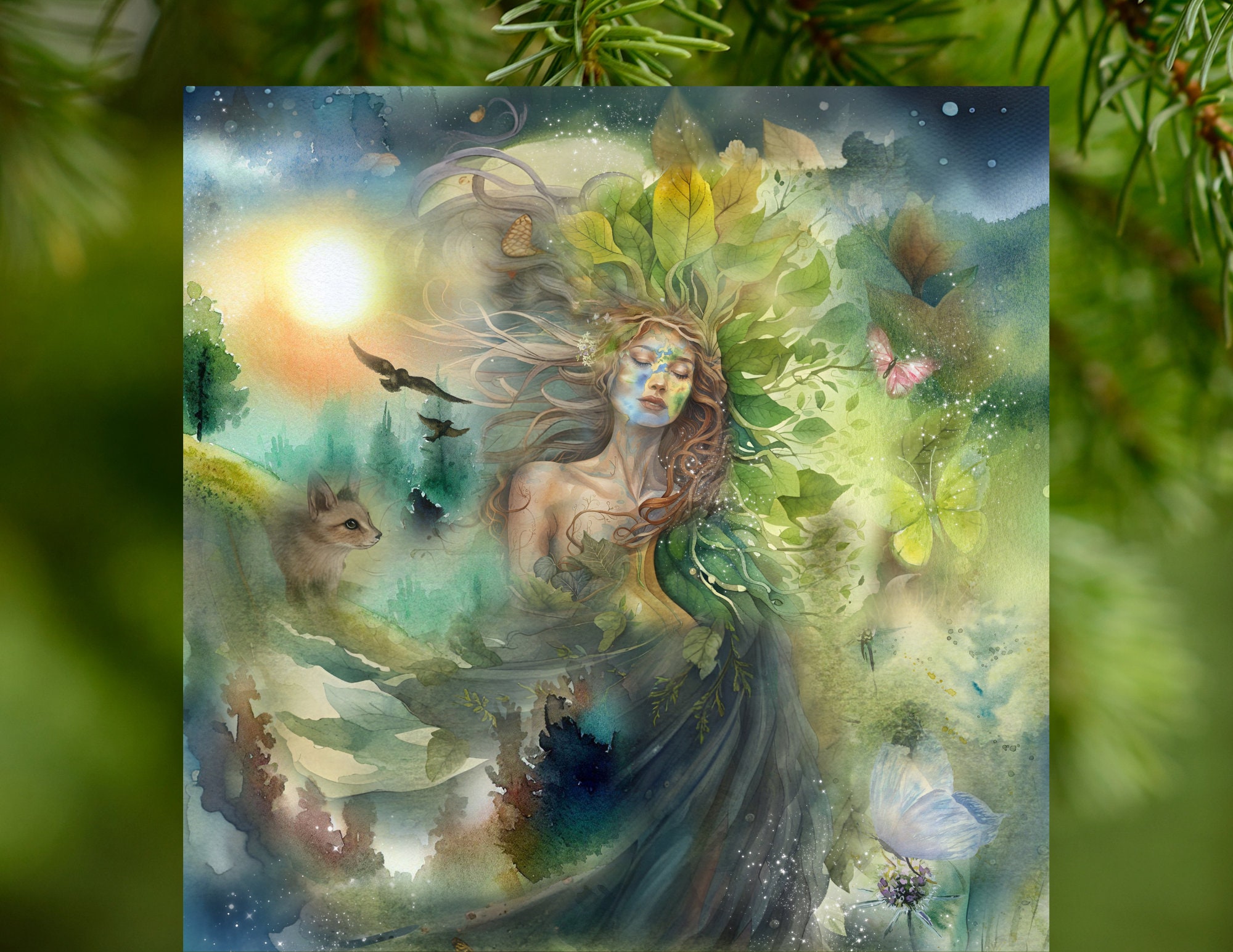 Earth Awakening Altar Card, Earth Goddess Art, Mystical Shamanic Decor ...