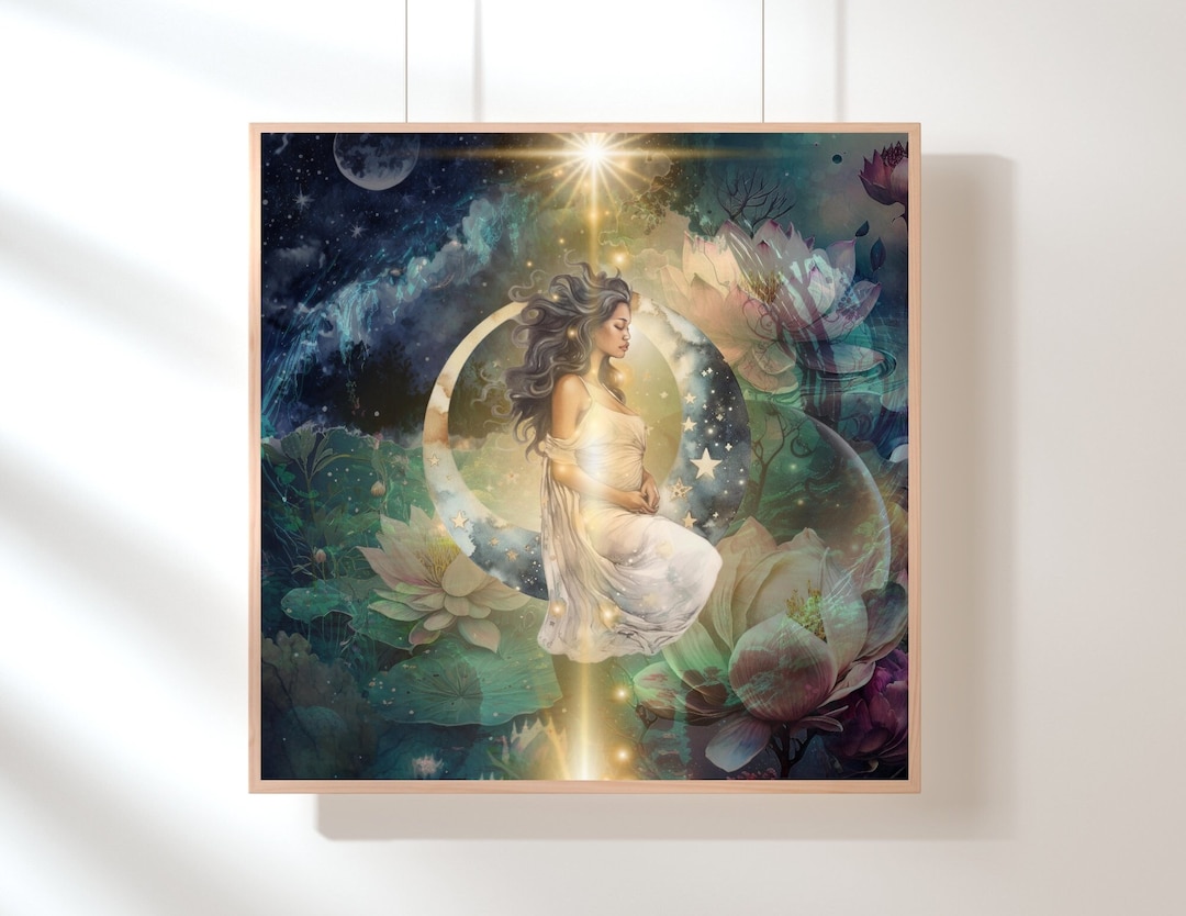 Moon Goddess Print, Goddess Art, Divine Feminine Energy, Spiritual Art ...