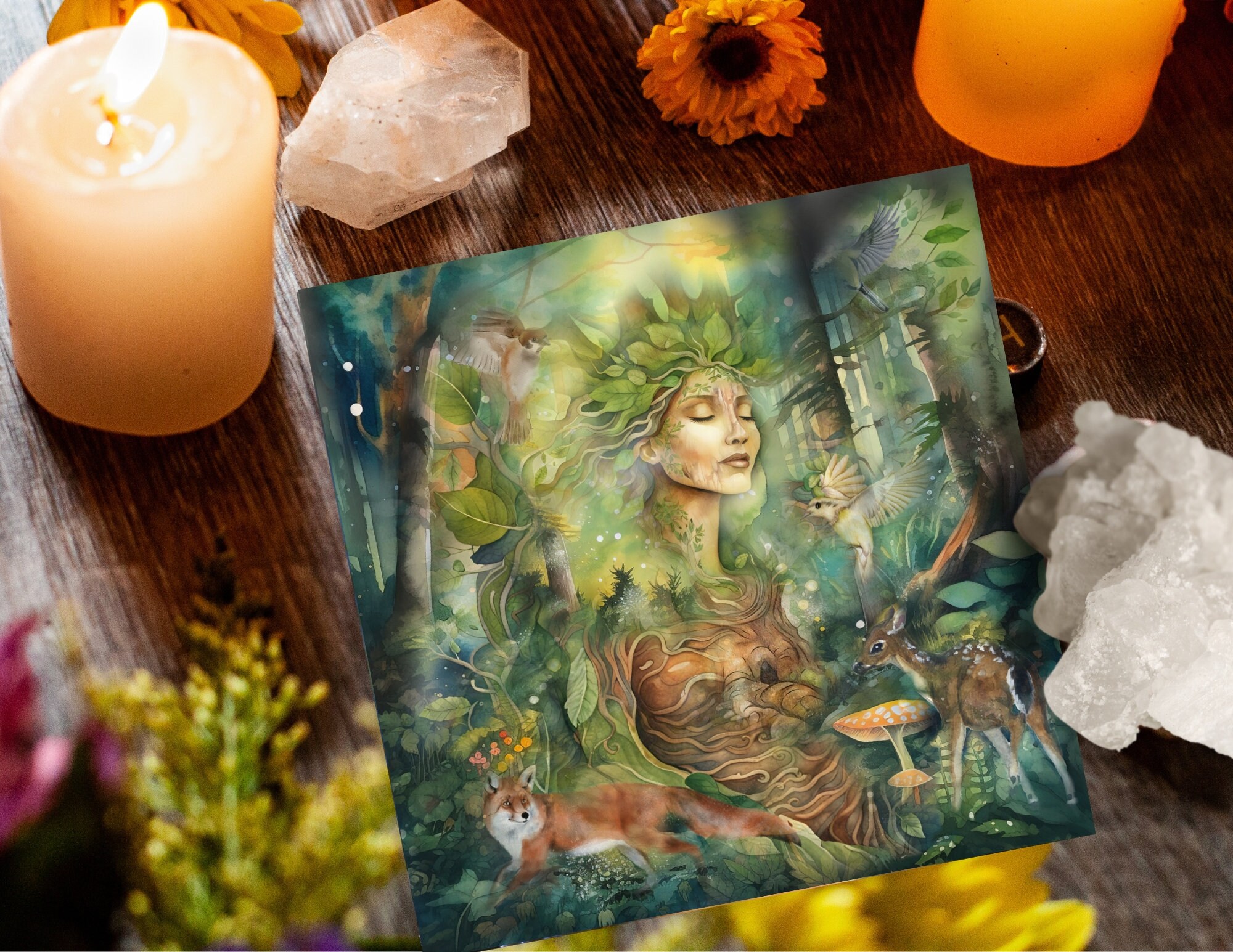 Card: Powerful Gaia Goddess, Divine Feminine Altar Card & Mystical ...