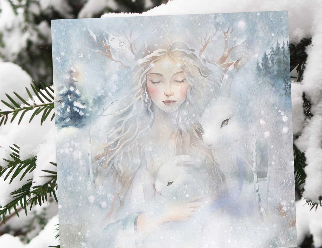 Card: Magic Winter Dream, Magic Yule Art Print, Pagan Art, Shamanic Art ...