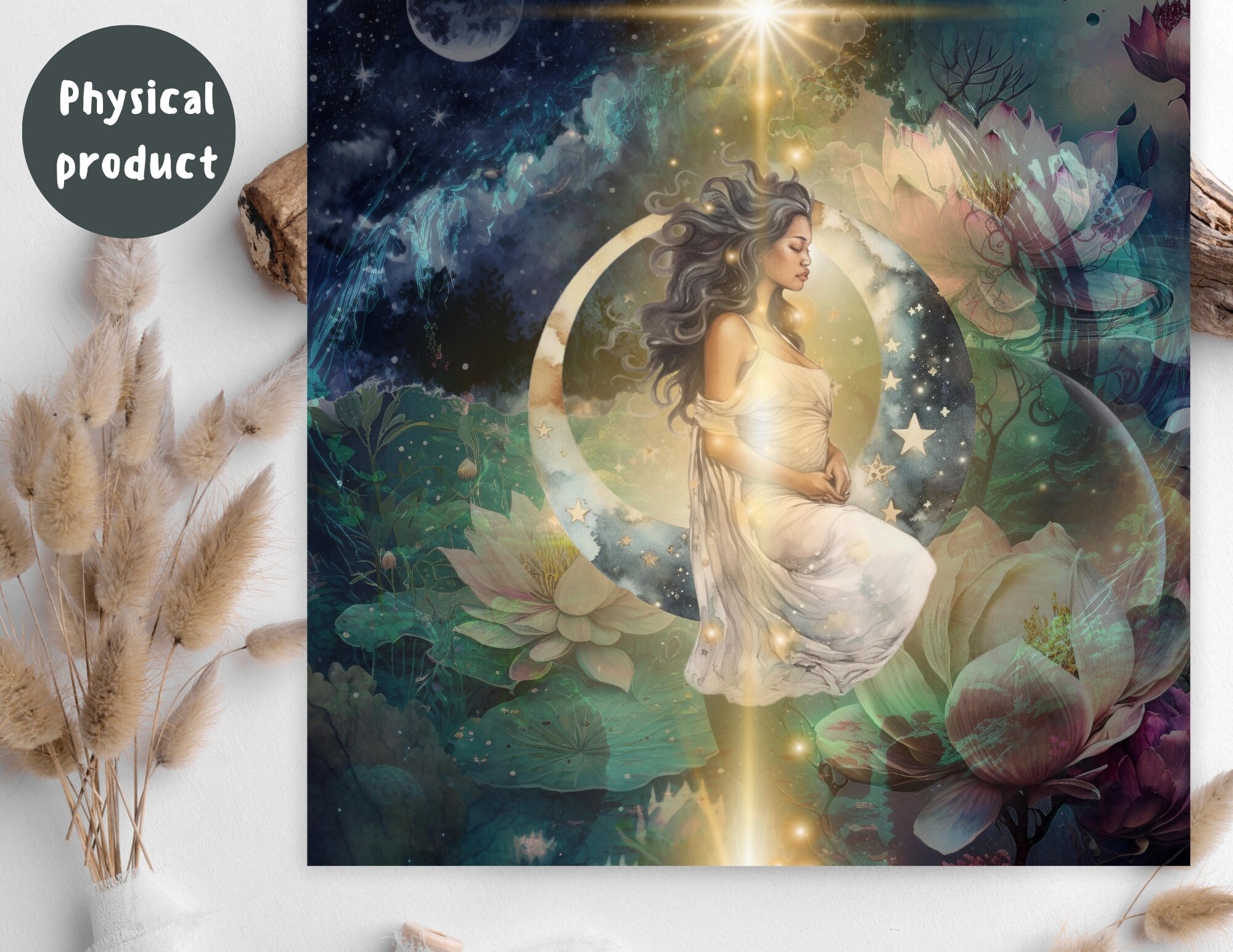 Moon Goddess Print, Goddess Art, Divine Feminine Energy, Spiritual Art ...