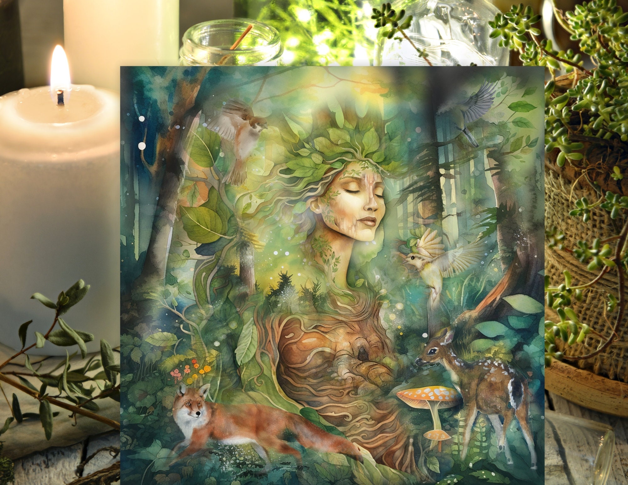 Card: Powerful Gaia Goddess, Divine Feminine Altar Card & Mystical ...