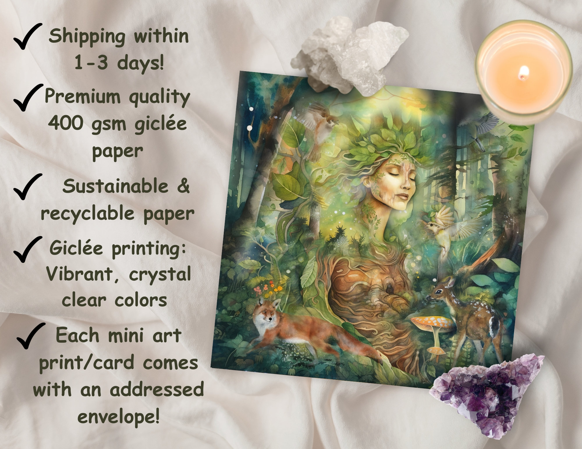 Card: Powerful Gaia Goddess, Divine Feminine Altar Card & Mystical ...