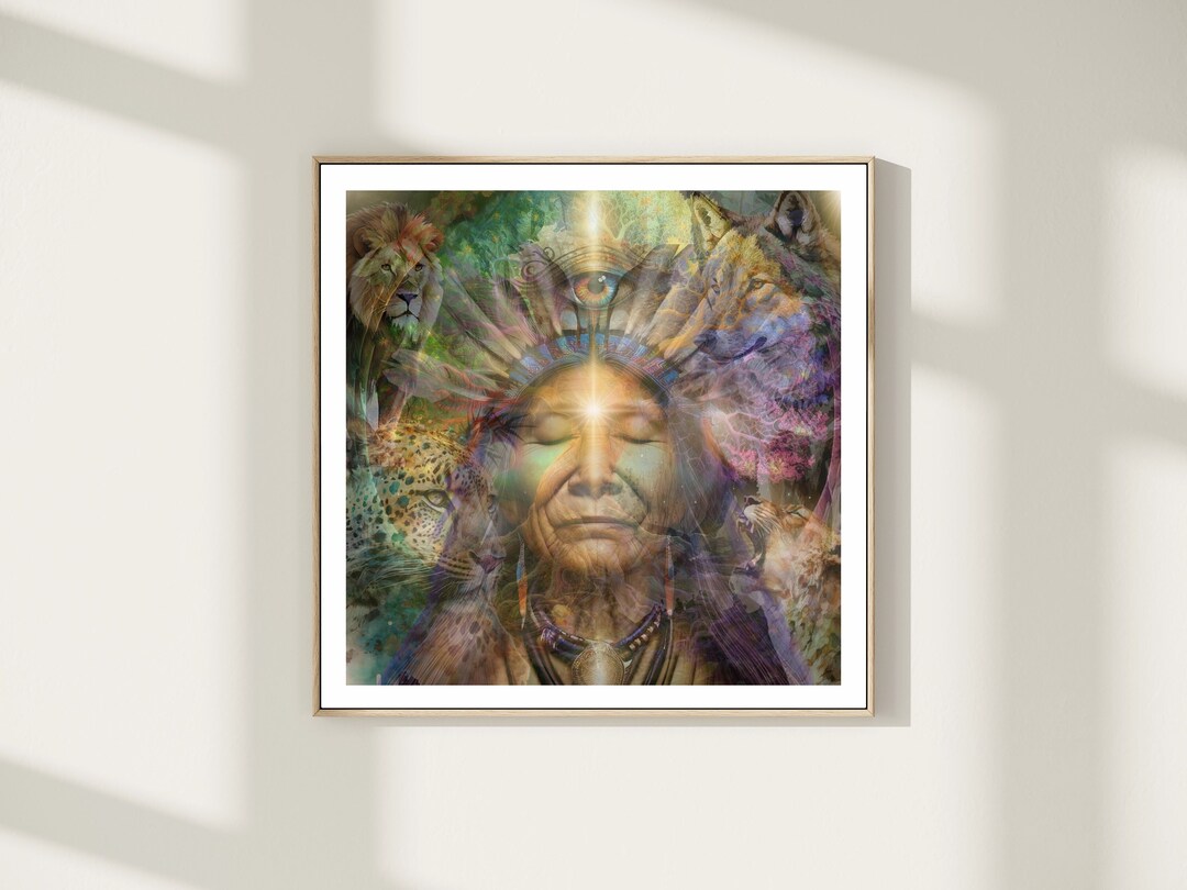 The Shaman Art Print Psychedelic Poster Shamanic Art Divine - Etsy