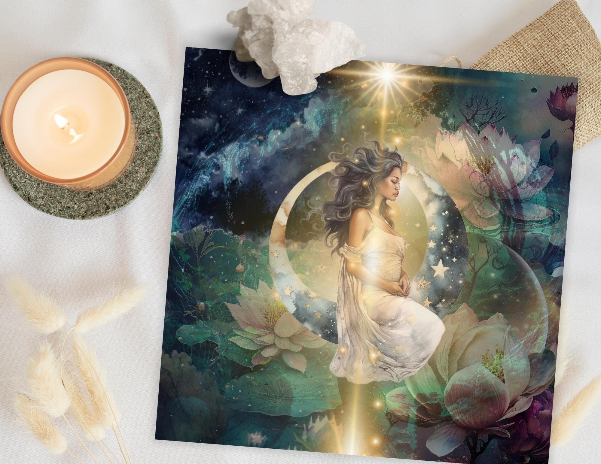 Moon Goddess Print, Goddess Art, Divine Feminine Energy, Spiritual Art ...