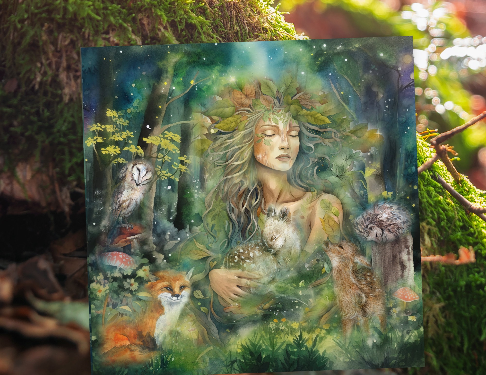 Held by Mother Nature: Earth Goddess Art, Mystical Shamanic Decor ...