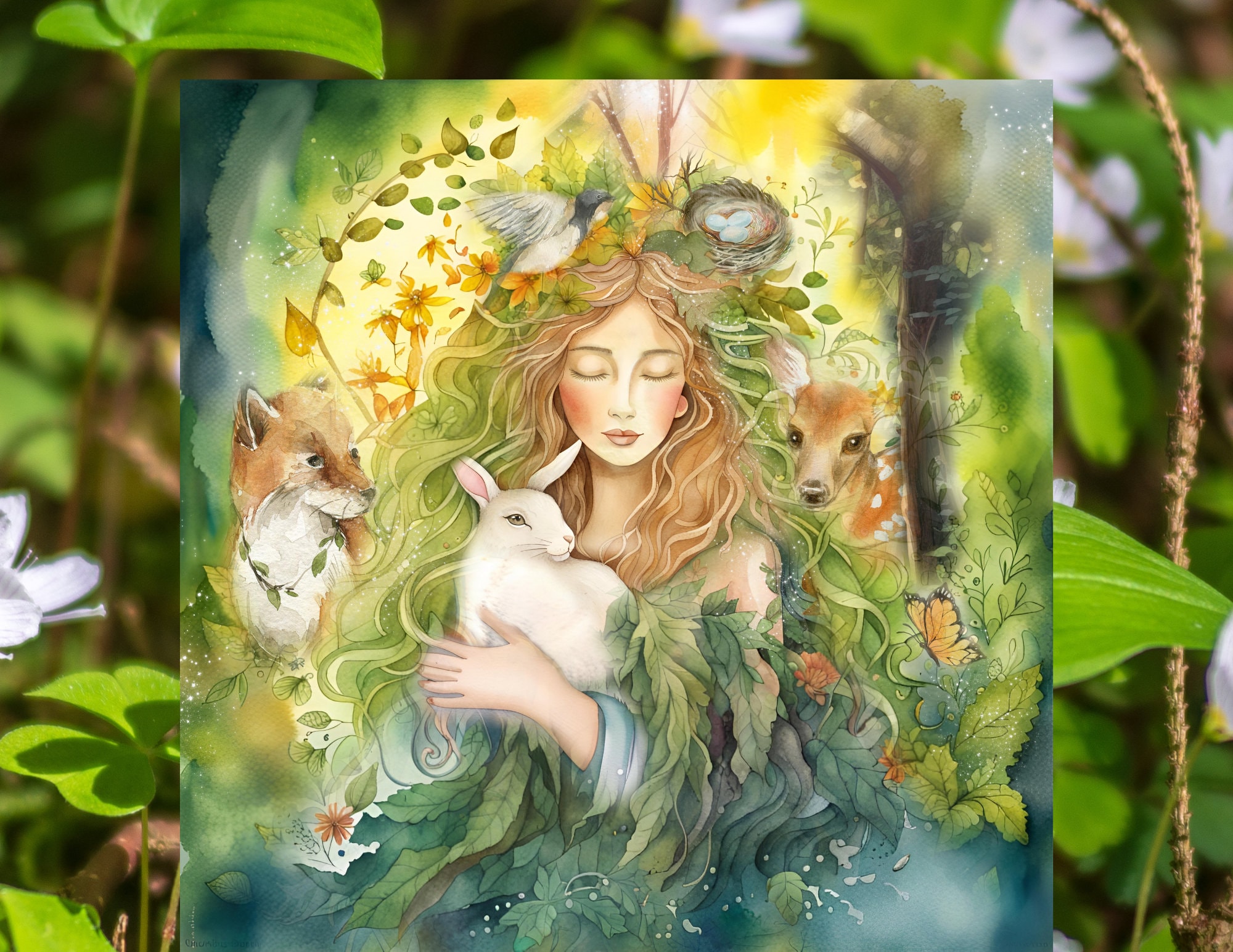 Card: Maiden Gaia Spring Goddess Art, Magical Goddess Card, Pagan Art ...