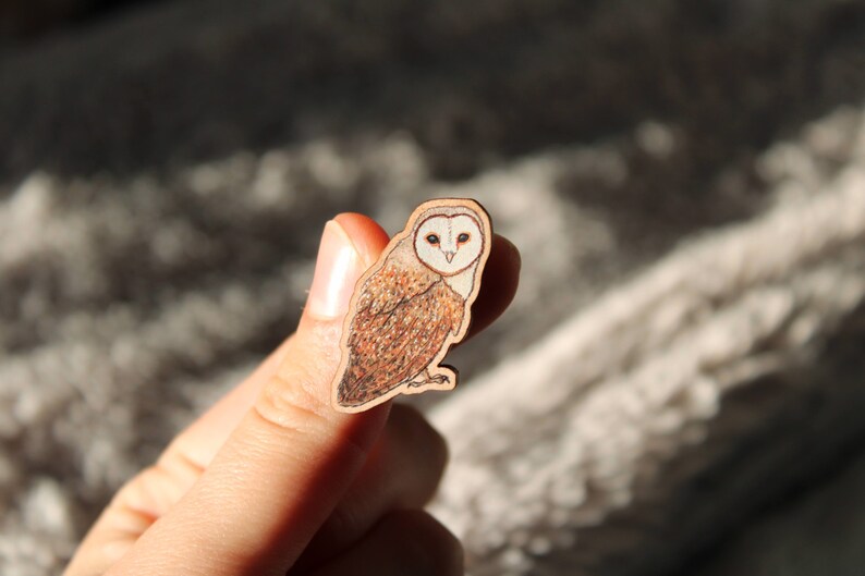 Wooden Barn Owl Pin - Etsy