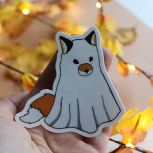 Spooky Fox Ghost Vinyl Sticker - Halloween Sticker - Etsy