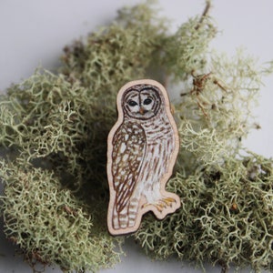 Wooden Barred Owl Pin - Etsy