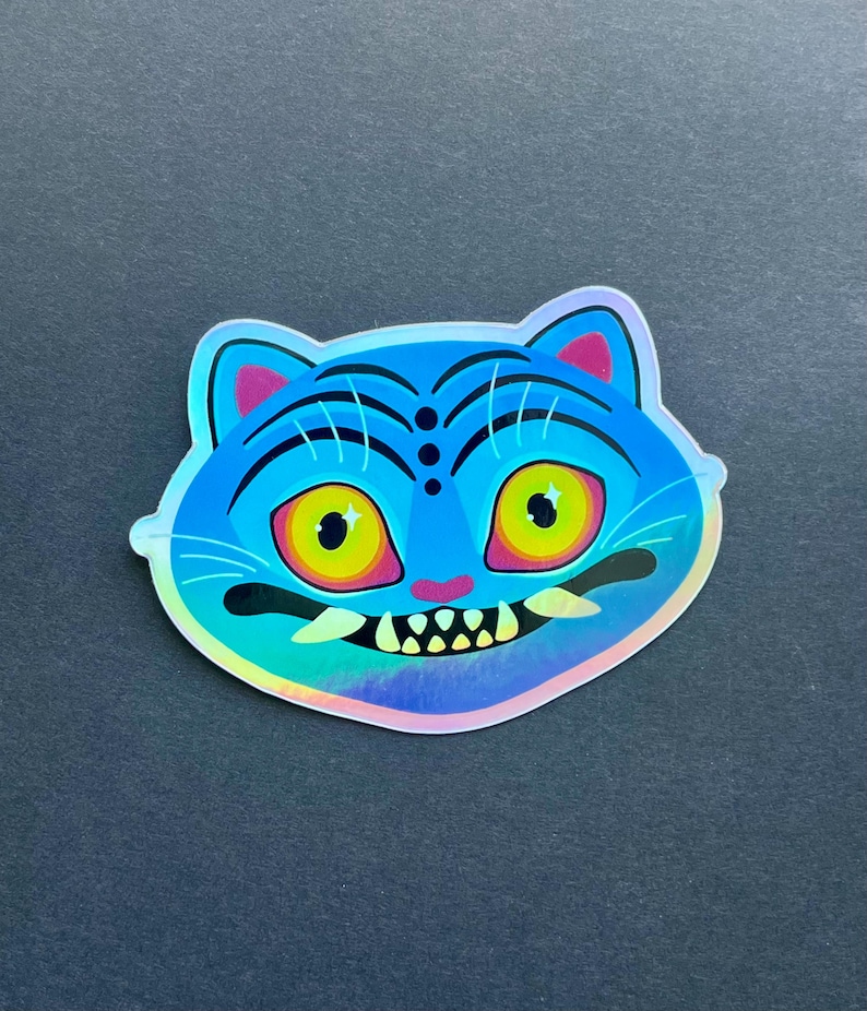 Derpy Blue Tiger - K Pop Demon Hunters Inspired Shiny Sticker - Etsy